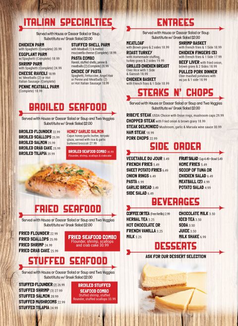 Our Menu | The Rooster Diner